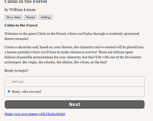 Ectocomp 2020: Cabin in the Forest – Interactive Licktion